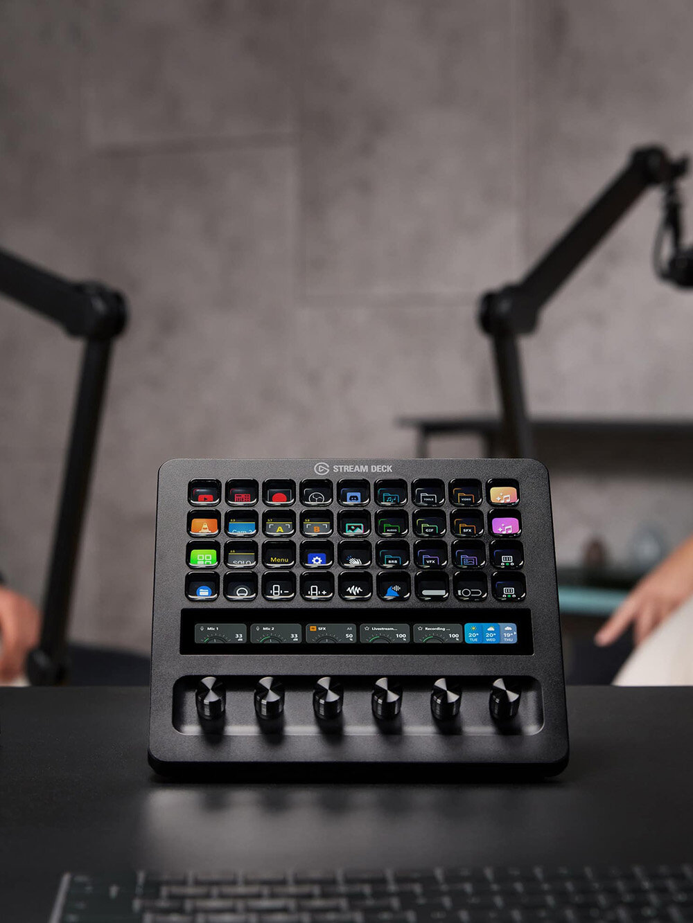 Пульт управления Stream Deck + XL，Бесконечное взаимодействие между кнопками, ручками и сенсорными полосами