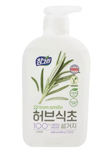 Lion Средство для мытья посуды, овощей и фруктов Chamgreen Herb, 470 гр (450 мл)