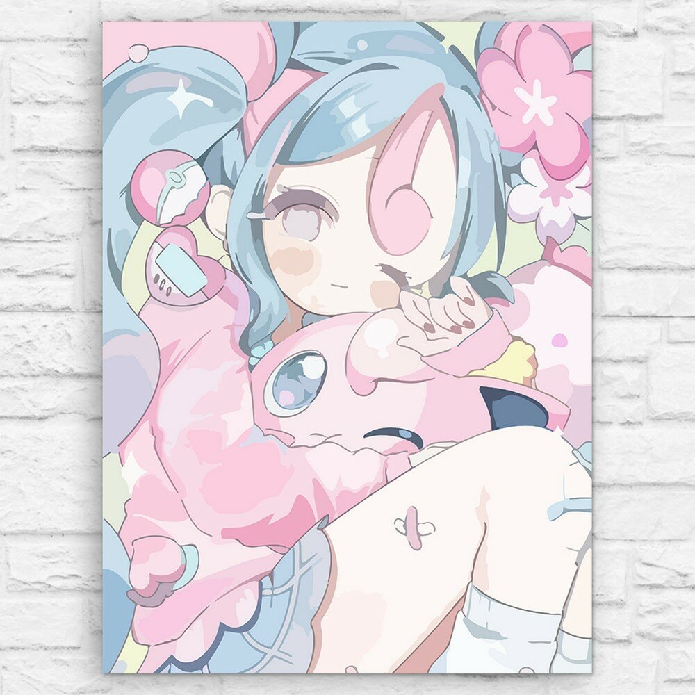 Картина по номерам на холсте аниме мику хацунэ (вокалоид, синаморолл, девушка) - 14914 60х80