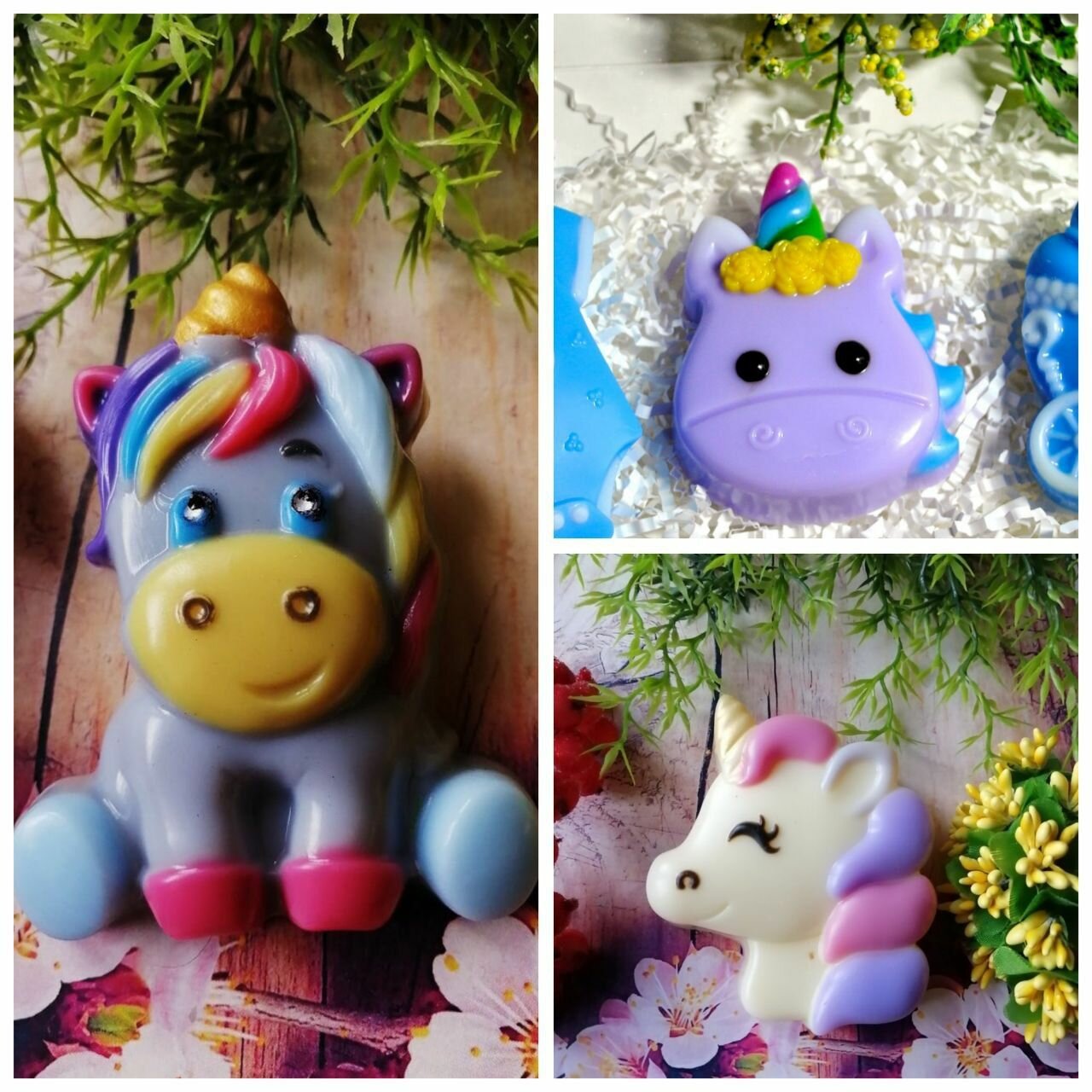 Набор пластиковых форм для мыла " Три Единорожки"-3 шт.