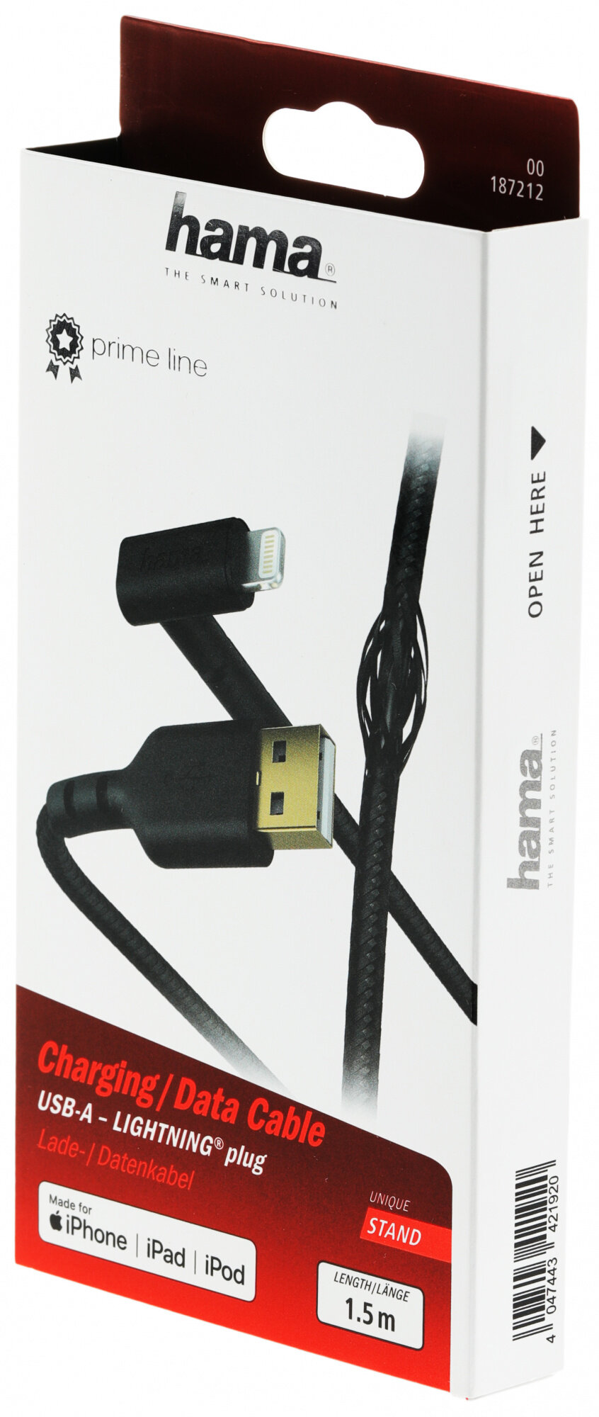 Кабель Hama 00187212 USB (m)-Lightning (m) 1.5 м, черный