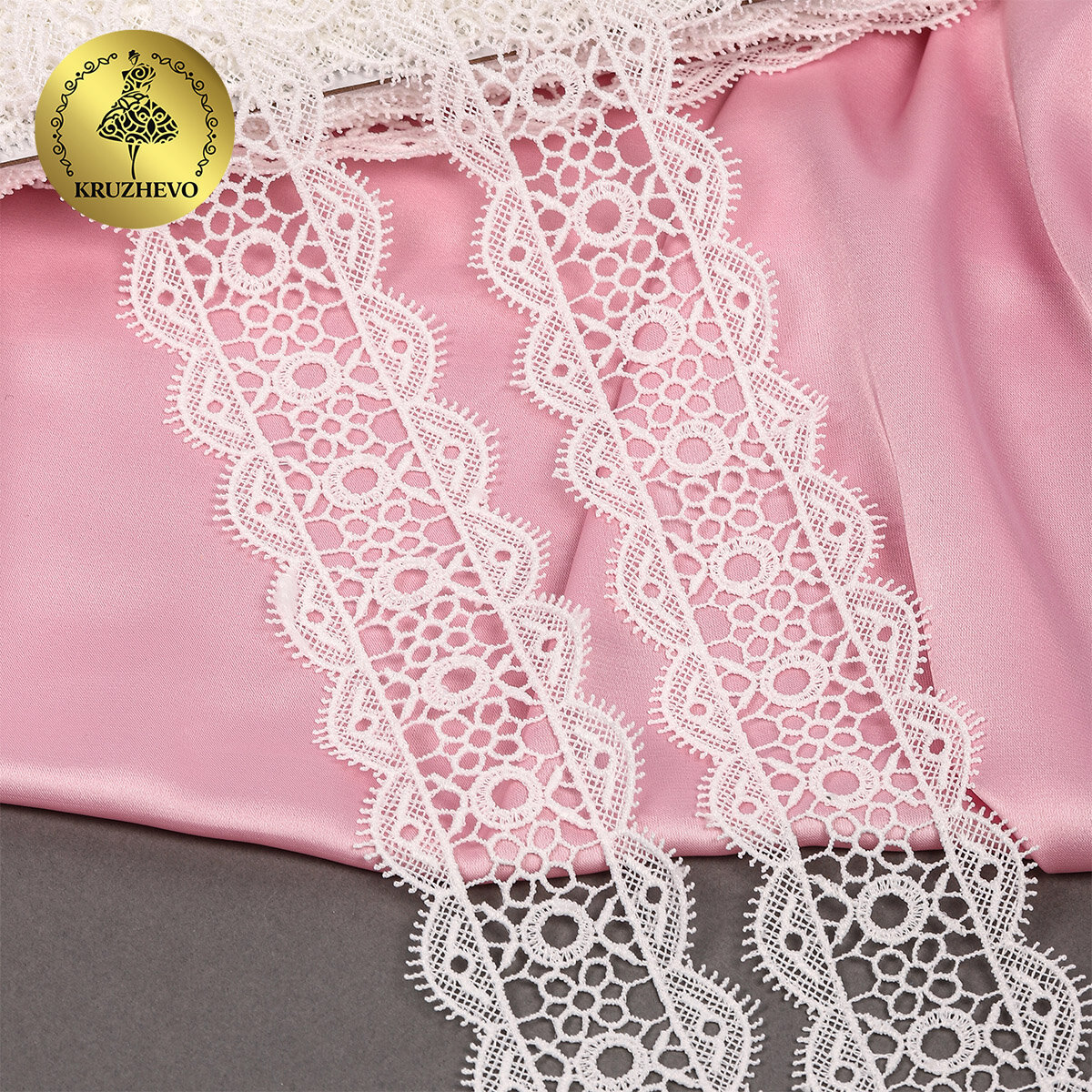 Кружево гипюр KRUZHEVO арт. TBY. SUN.08 шир.50мм цв. белый уп.13,71м