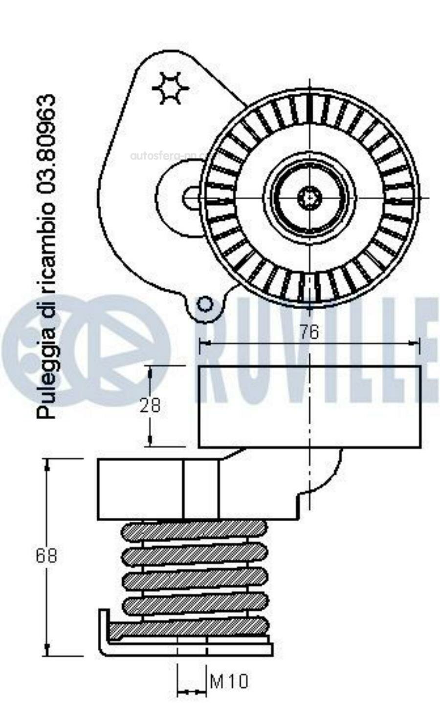 RUVILLE 542315 Натяжитель поликлинового ремня MERCEDES-BENZ: C-CLASS (W204)