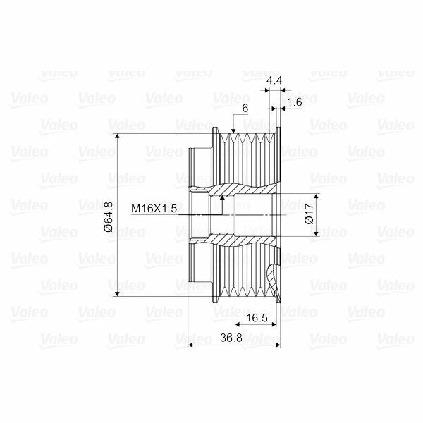 Шкив генератора для автомобиля, VALEO 588107 (1 шт.)