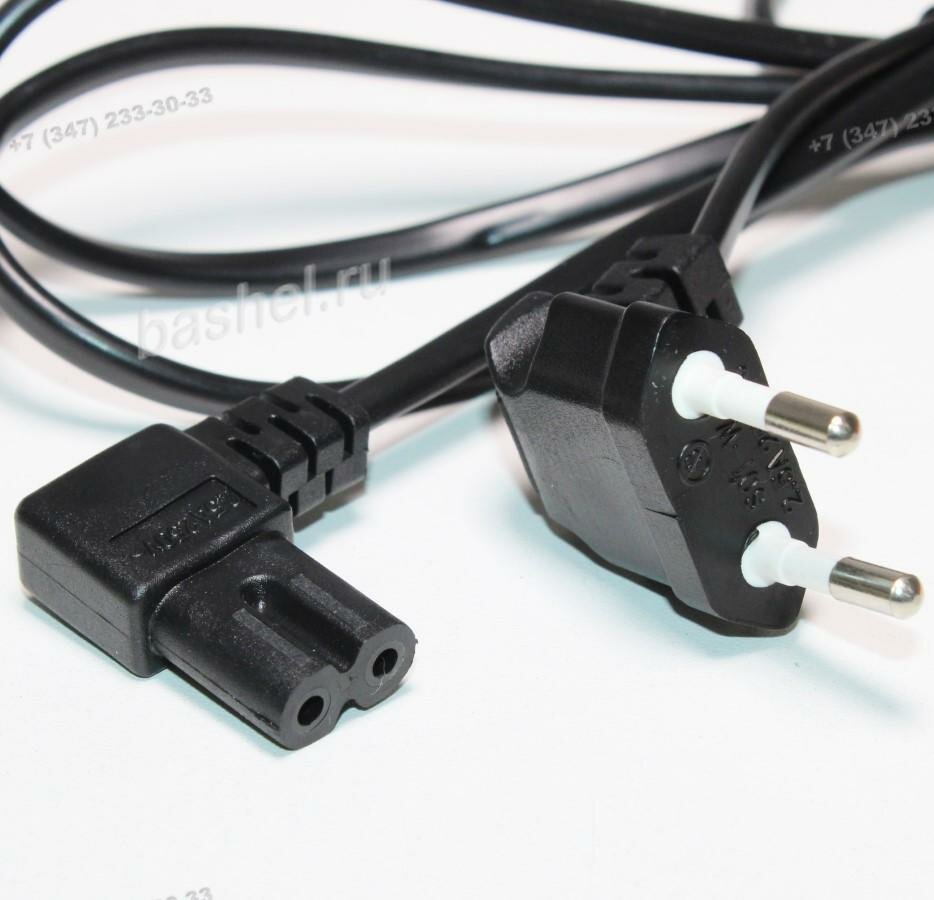 Шнур сетевой вилка 2PIN угол 90° - IEC С7 угол 90° 2*0,75 кв. мм, CU 1,5 м, DAYTON