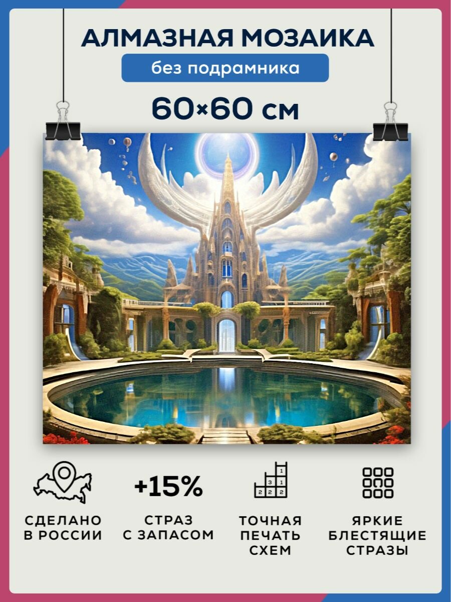 Алмазная мозаика 60x60 Замок сказочный без подрамника