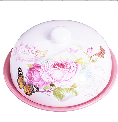 Блюдо для блинов 23 х 11 см. c крышкой "Баттерфляй" доломит