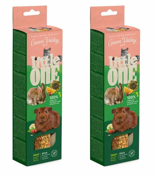 Little One Лакомство беззерновая палочка для декоративных грызунов с фруктами, 180 г, 2 уп.