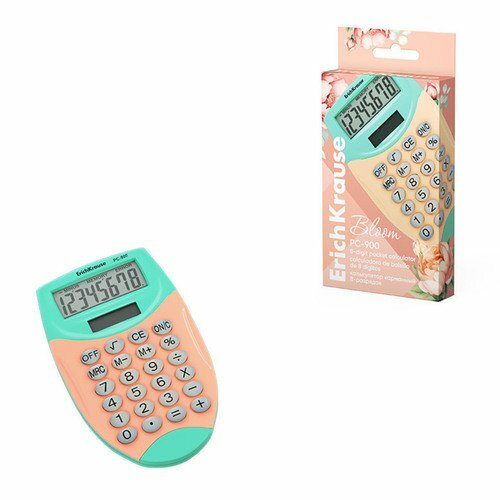 Калькулятор карманный 8-разрядов ErichKrause PC-900 Pastel Bloom, ассорти
