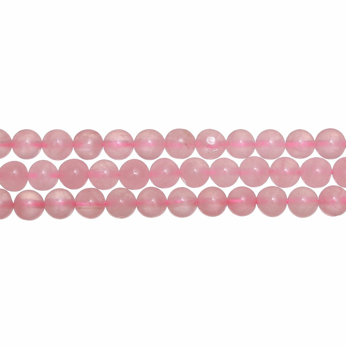 Бусины каменные, кварц, розовый, 6-7мм, 29 шт, низка