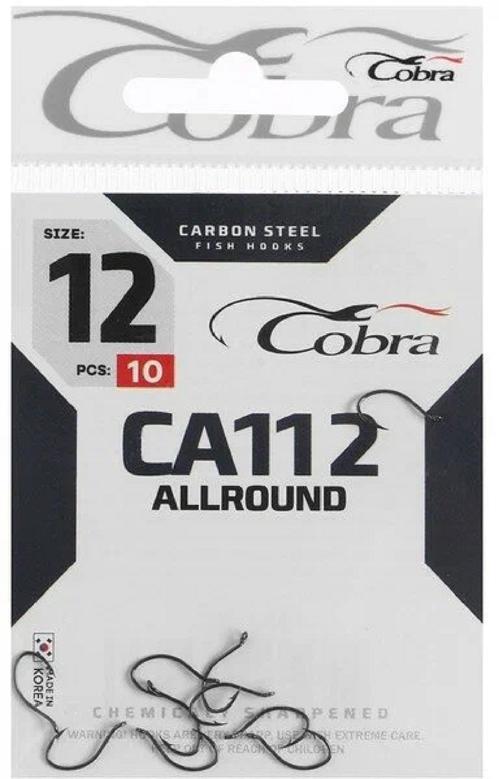 Крючки одинарные Cobra ALLROUND серия CA112 №12 в наборе 10 шт.