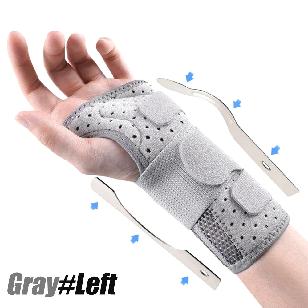 Бандаж на запястье серый для левой руки, M(18-20cm)