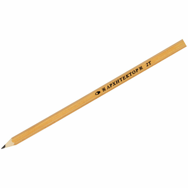 Карандаш ч/г Красин "Архитектор" 2T (2H) шестигранный, заточен, корпус светлый лак