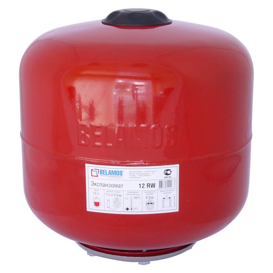 Расширительный бак, гидроаккумулятор, 12RW красный, подвесной, вертикальный - диаметр подсоединения 3/4.