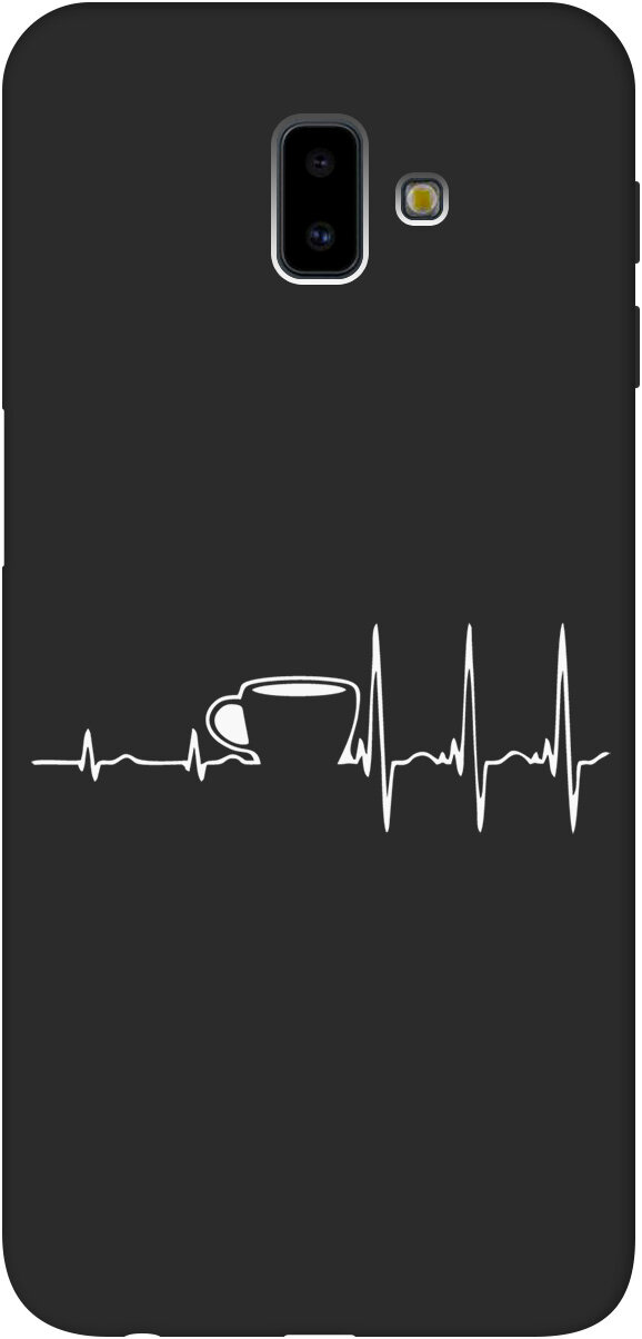 Матовый чехол Coffee Cardiogram W для Samsung Galaxy J6+ (2018) / Самсунг Джей 6 плюс с 3D эффектом черный