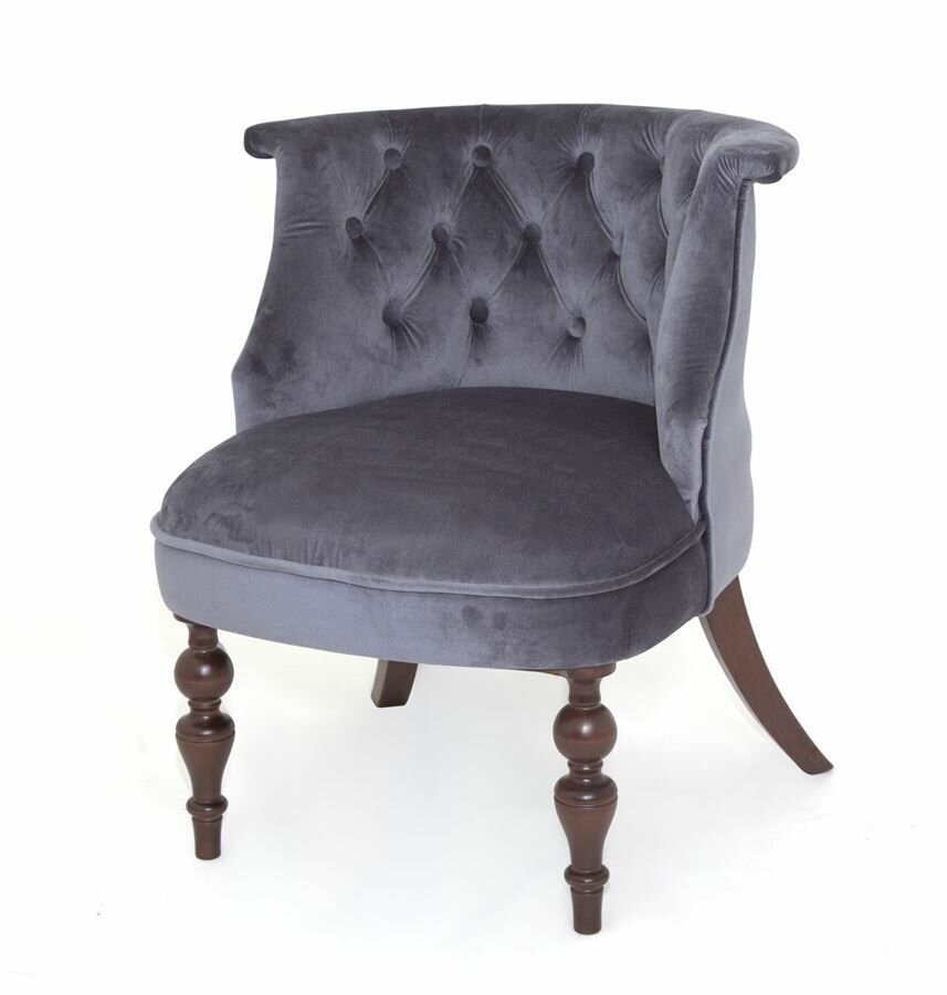 Кресло деревянное Бархат Red Black голубой, ткань, дерево, мягкое сиденье, без подлокотников