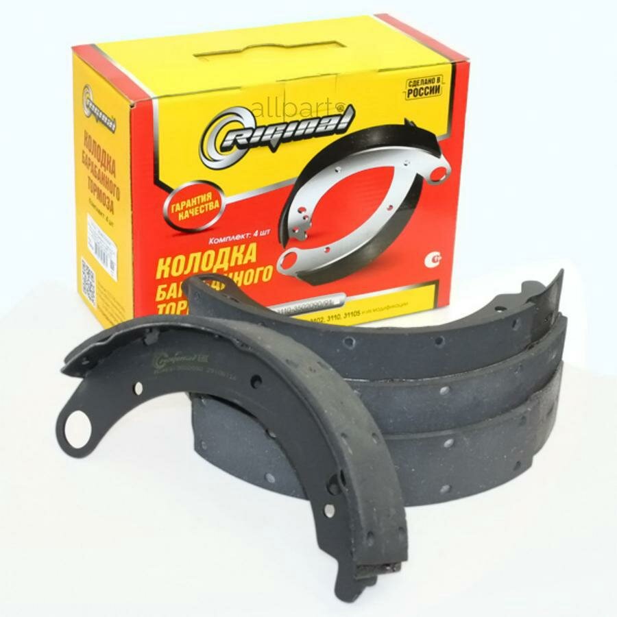 RIGINAL RG4693502090 Колодка тормозная для а/м УАЗ-469,3741,3909,3303,31519,31512 (клёпаная, кт.4шт.) Riginal RG4693502090