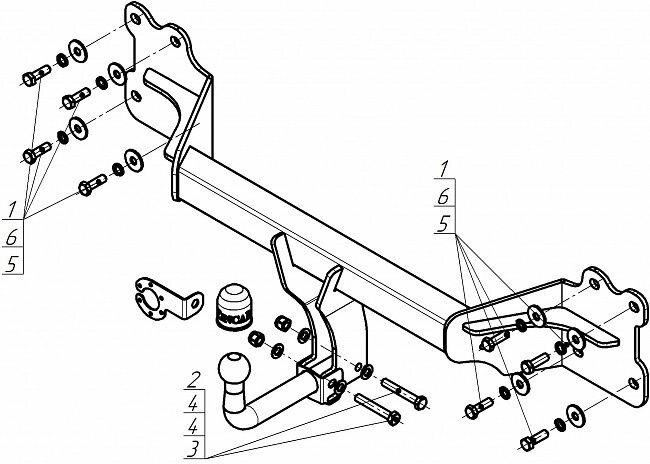 Фаркоп ZincaR оцинкованный Audi Q7 c 2015 (оцинк. Шар)(паспорт и сертификат в комплекте)(без электрики) ZA101A