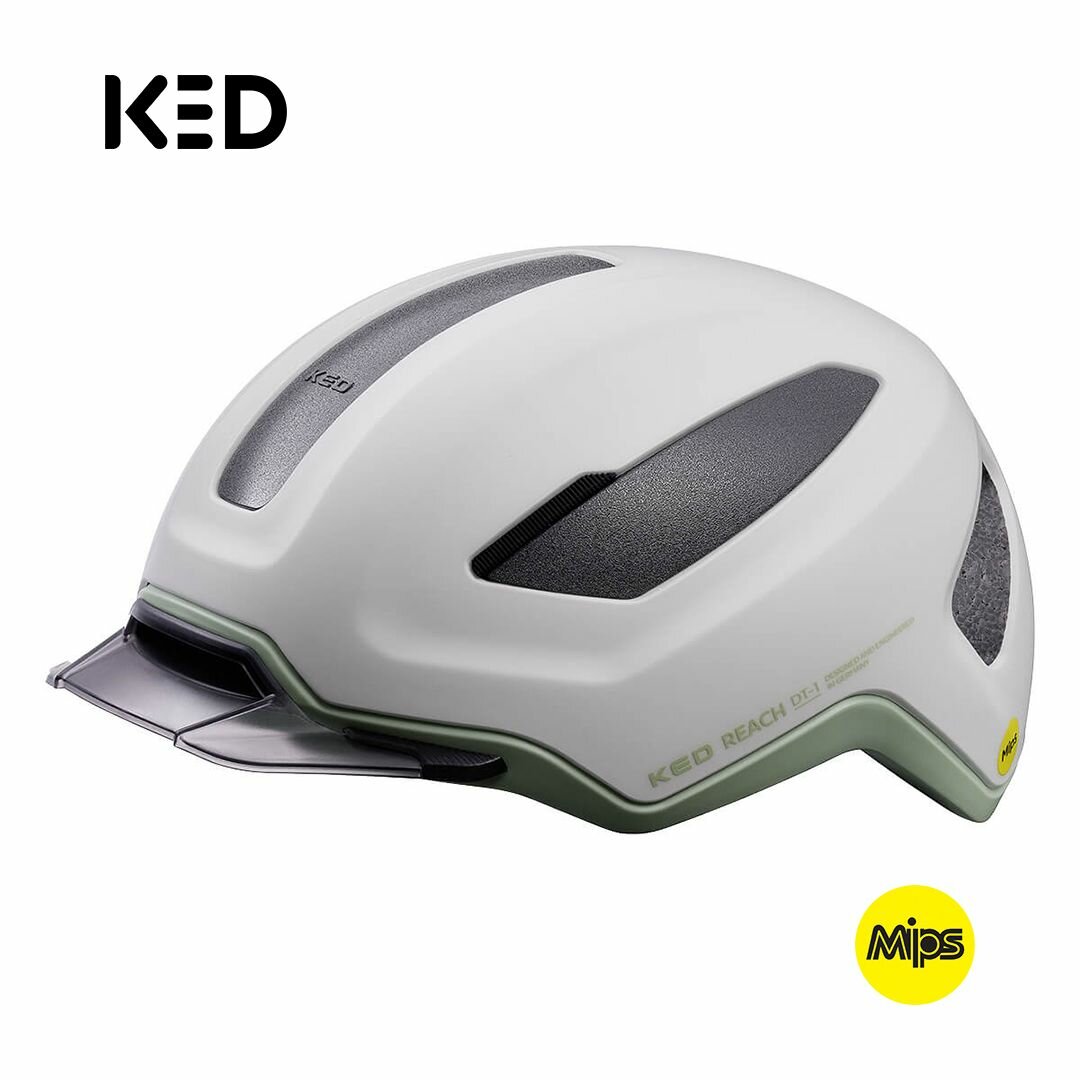 Шлем велосипедный взрослый мужской, женский, защитный велошлем KED REACH DT-1 Cloud Grey Light Sage Matt MIPS, для самоката, роликов и скейтборда, размер M (54-58 см)