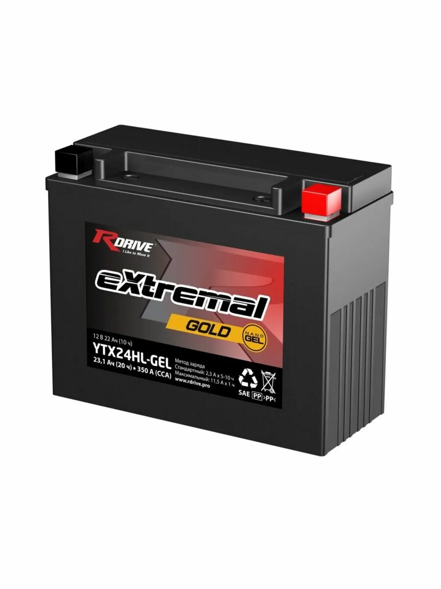 Мотоциклетный аккумулятор RDrive extremal Gold YTX24HL-GEL (2024)