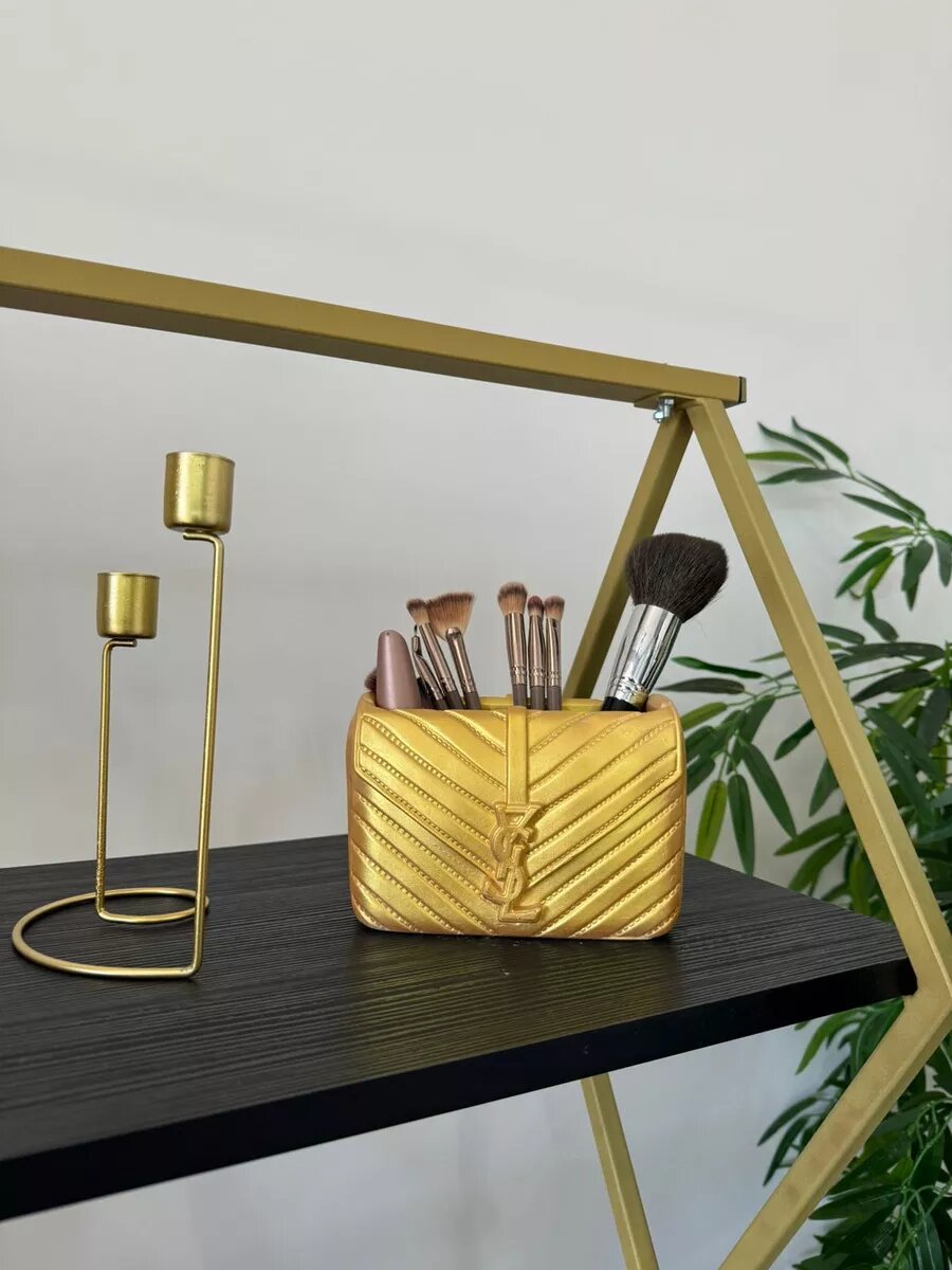 Ваза для сухоцветов BI BRIGHT IDEA, гипс, цвет золотой, 12см