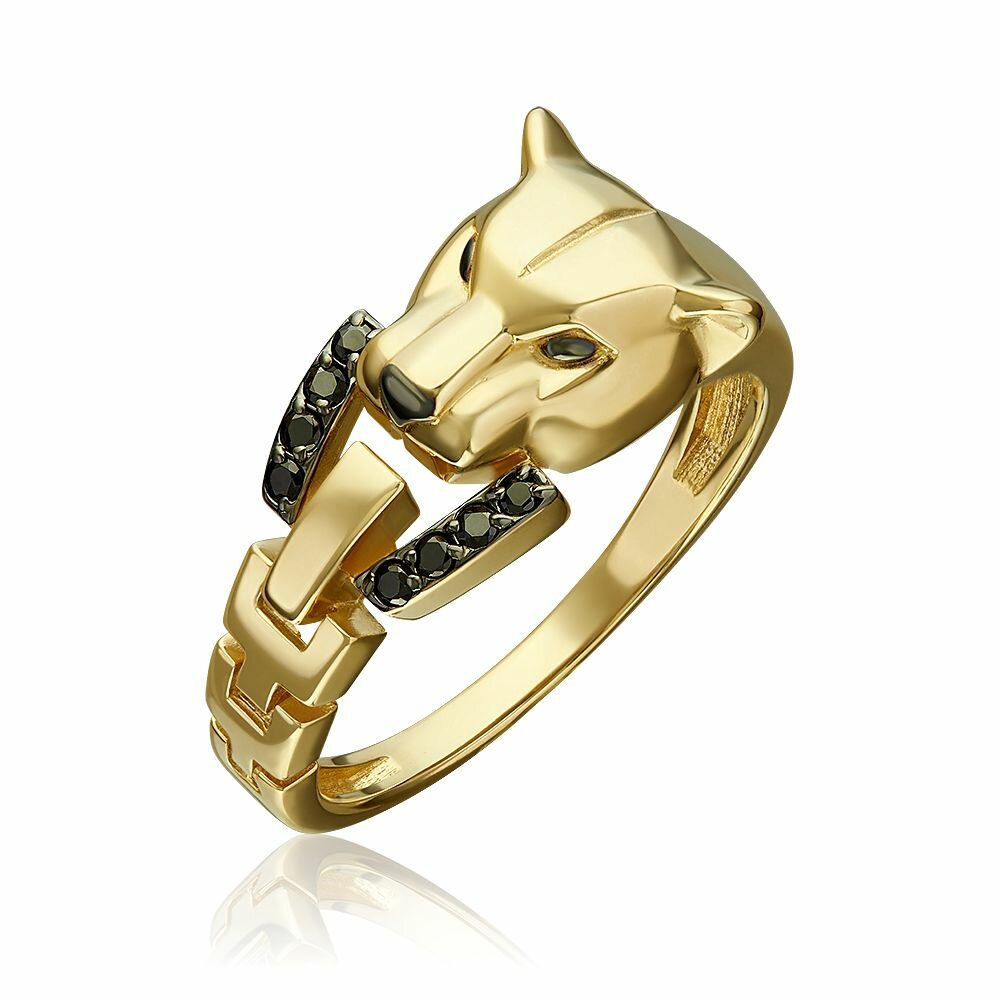 Кольцо, желтое золото, 585 проба, фианит