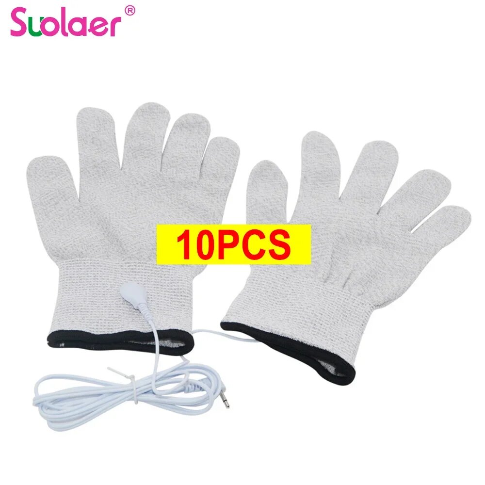 Массажные перчатки SUOLAER серебристого цвета из проводящего волокна 10PCS XL Szie