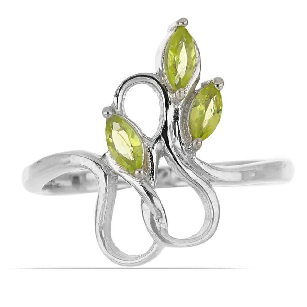 Кольцо, серебро, 925 проба, родирование, перидот