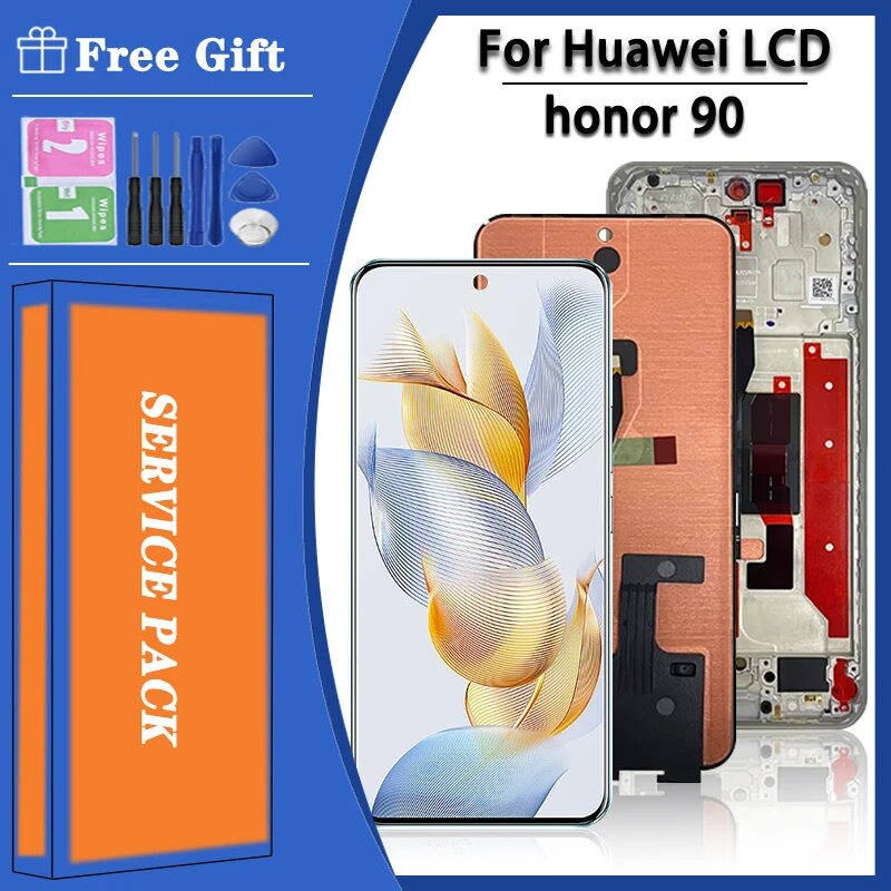6,7-дюймовый ЖК-дисплей AMOLED для Huawei Honor 90, преобразователь сенсорного экрана в сборе Honor90 REA-AN00, REA-NX9, дисплей с отпечатками пальцев Black NO Frame