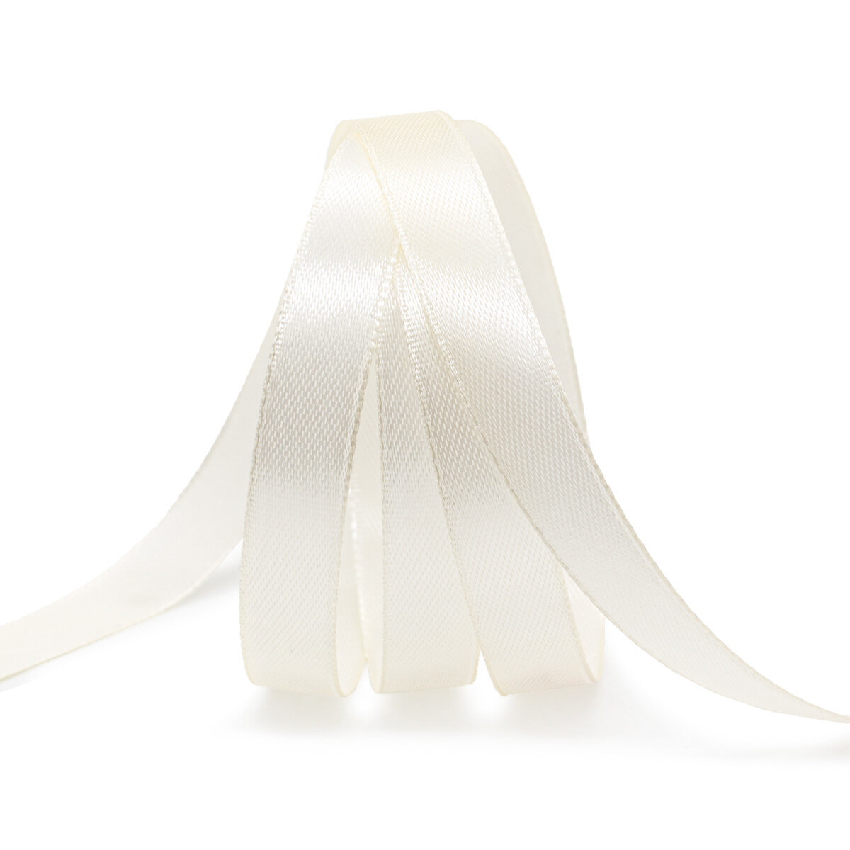 Лента атласная белая 1,2 см*22,86 м, упаковочная, для подарков, рукоделия и шитья, Айрис (047 молочная)