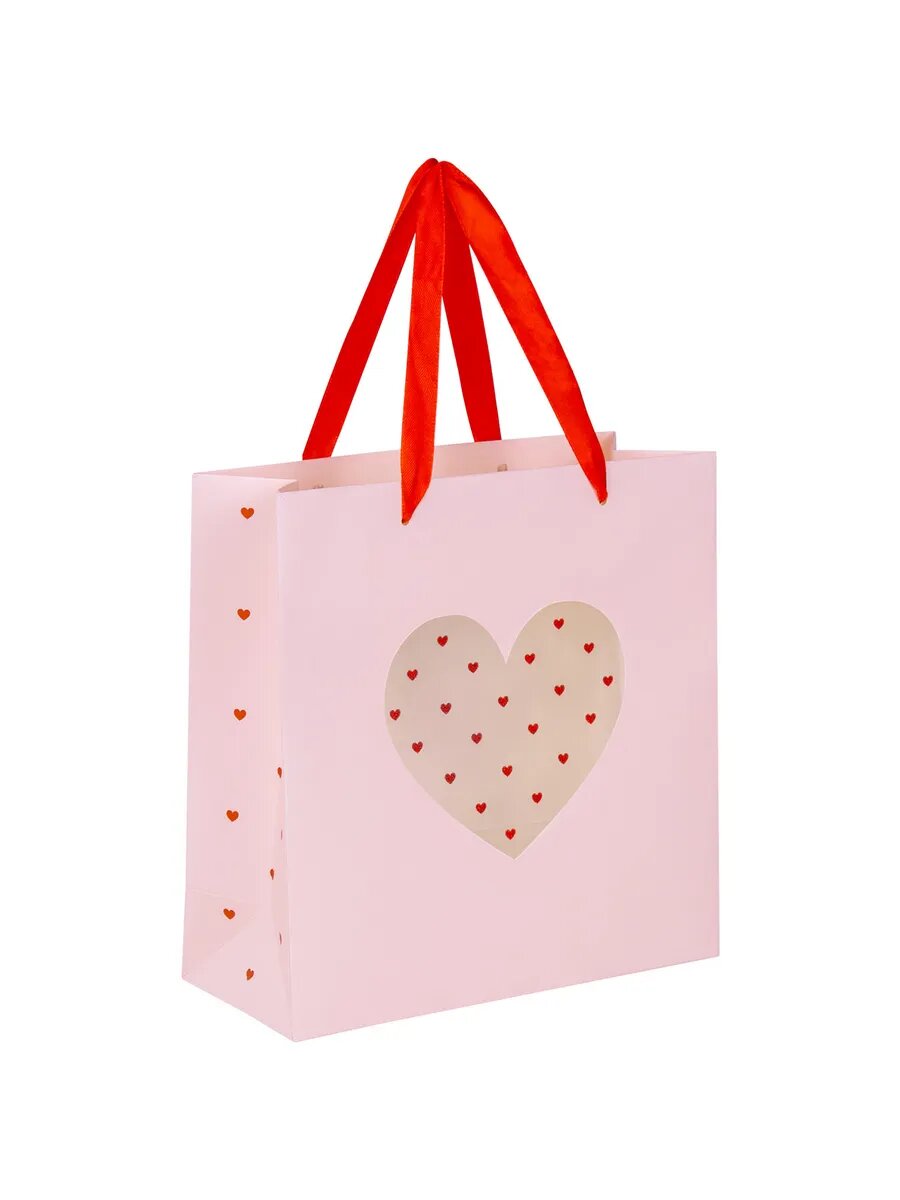 Пакет подарочный (1 штука) "With LOVE", с прозрачным окном.