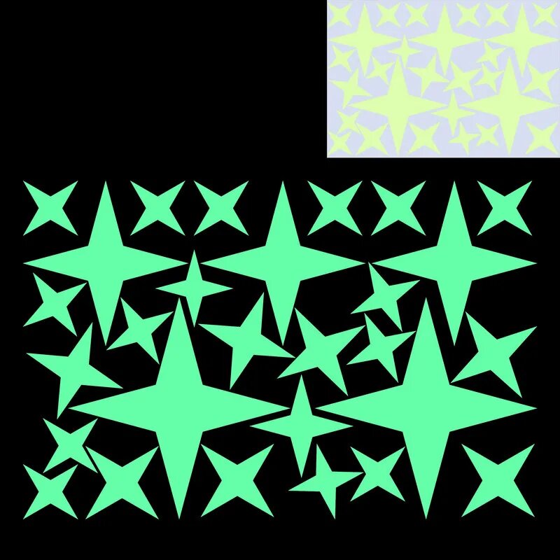 Светящиеся звезды наклейки NICELET Small, Four Angle Star YG