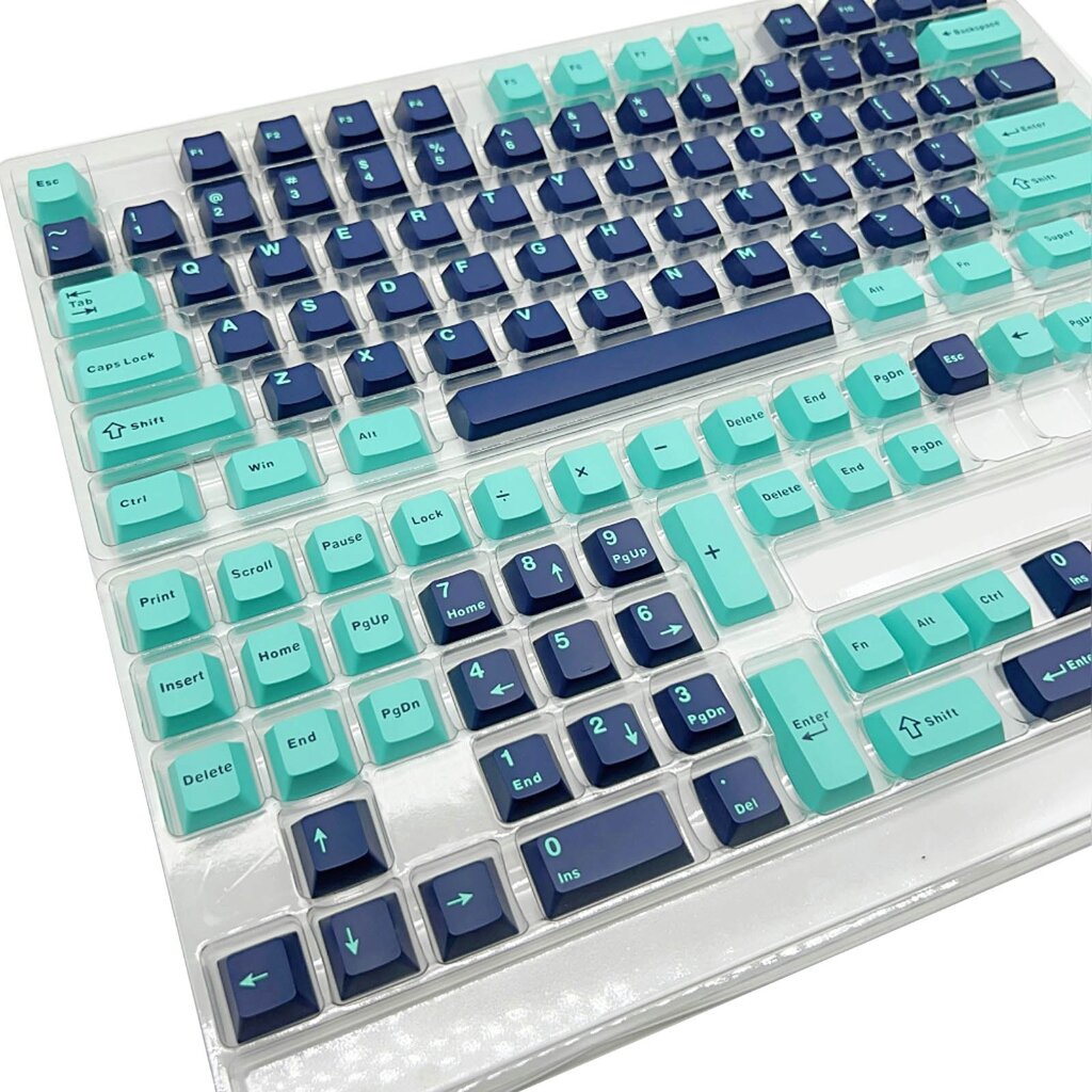 121pcs Blue Black Keycaps Double Shot для 68 87 96 980 104 Механическая клавиатура