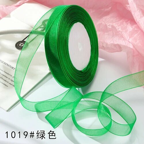 Лента органза мerylover 12-40 мм 50 ярдов Зеленый, зеленый, 15mm organza