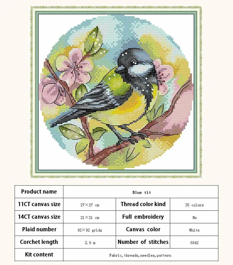 Набор для вышивки крестиком Joy Sunday Буль Finch Birds 11CT 14CT