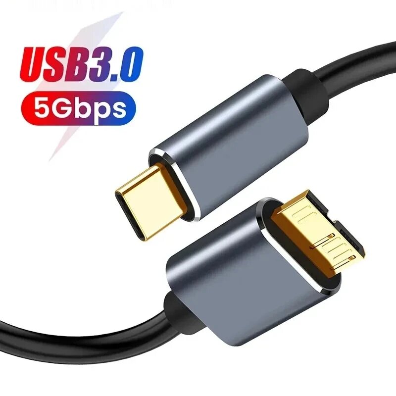 Кабельный разъем Micro B USB C 3,0 кабель Type-C к USB Micro B 5 Гбит/с кабель внешнего жесткого диска для Macbook жесткого диска 0.5m, Silve