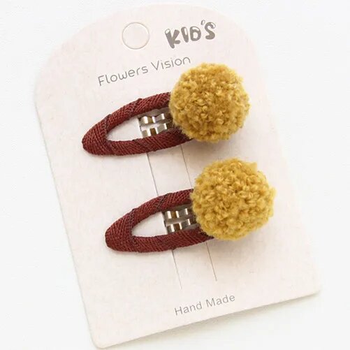 Kings lovely Мини заколки-шарики для девочек 2 шт. 7 yellow