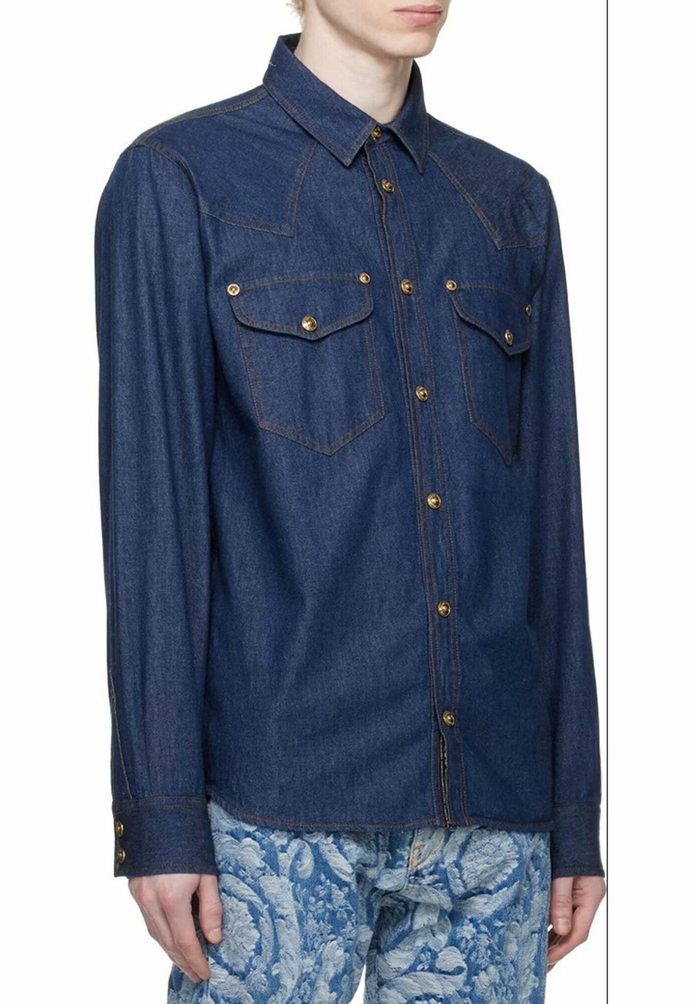 Рубашка Versace Jeans Couture Весна-лето 2025, размер 50, синий — фото 1