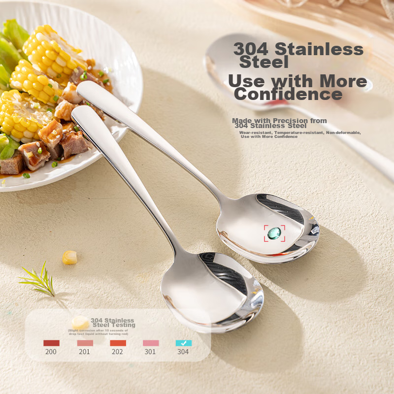 Guangyi 304 Stainless Steel Spoon, Household Thickened And Enlarged Serving Spoon, Common Spoon, Soup Spoon, Large Size GY7360