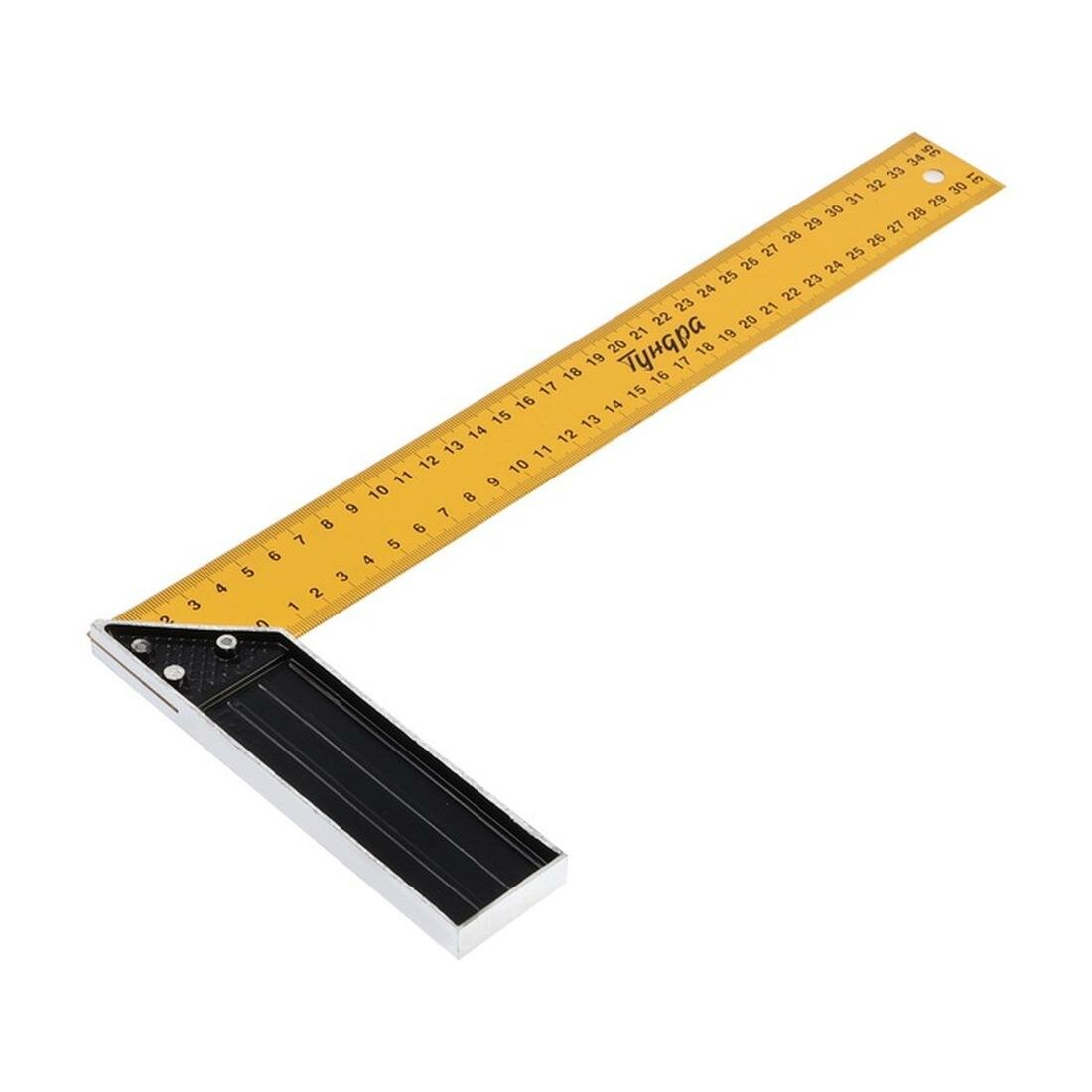 Угольник металлический тундра, линейка, размер 350 мм, 1 шт.