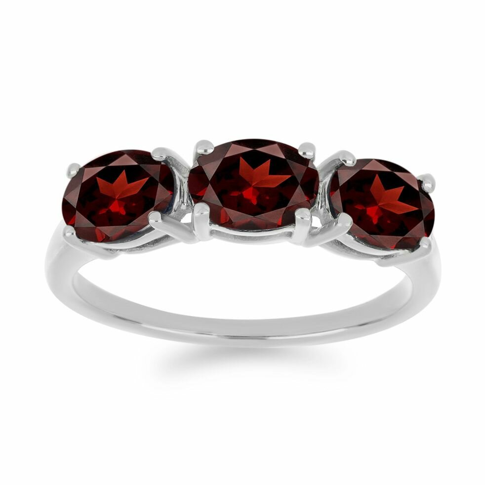 Кольцо тонкое, серебро, 925 проба, родирование, гранат