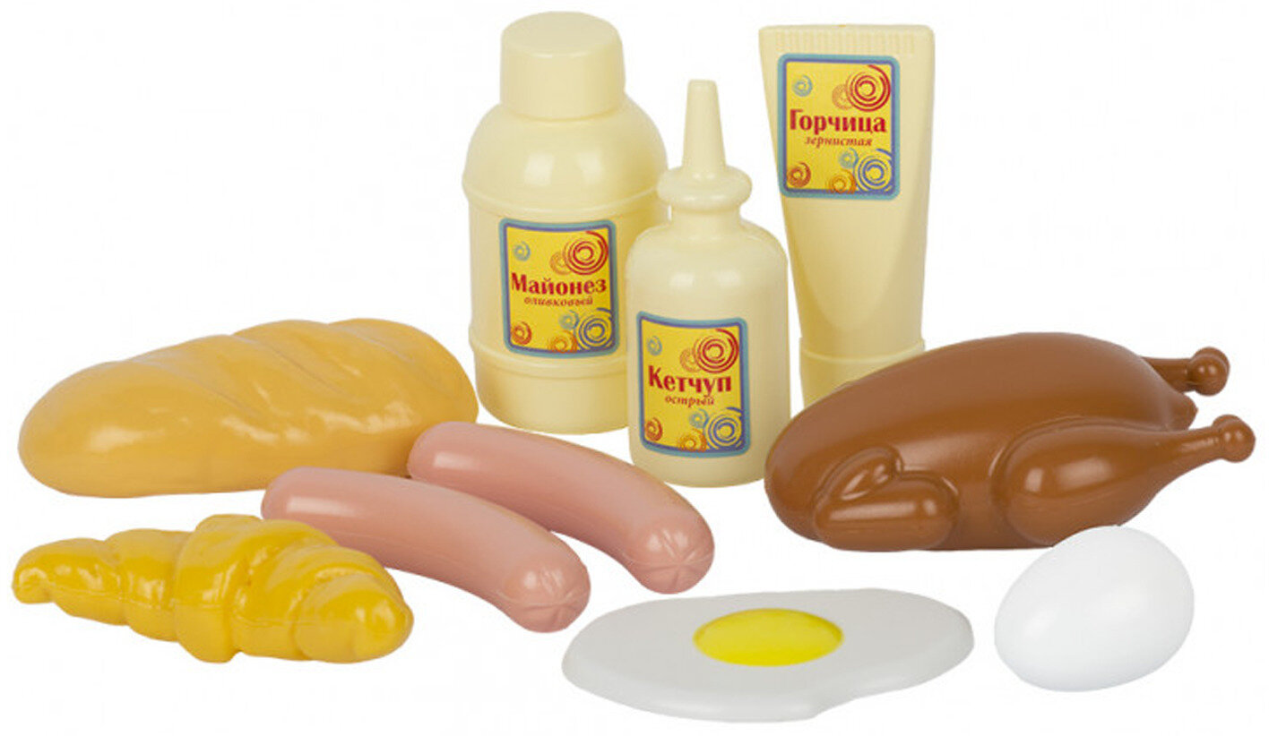Детский игровой набор "Продукты" №2, сюжетно-ролевая игра в магазин, 10 пластиковых фигурок продуктов