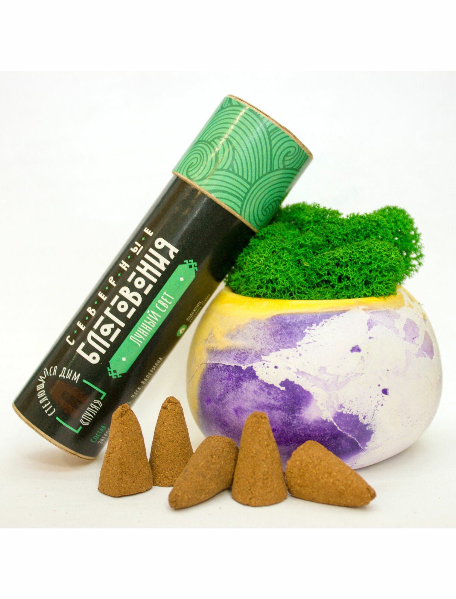 Огнецвет Благовония конусы со стелющимся дымом "Лунный свет", набор из 10 шт