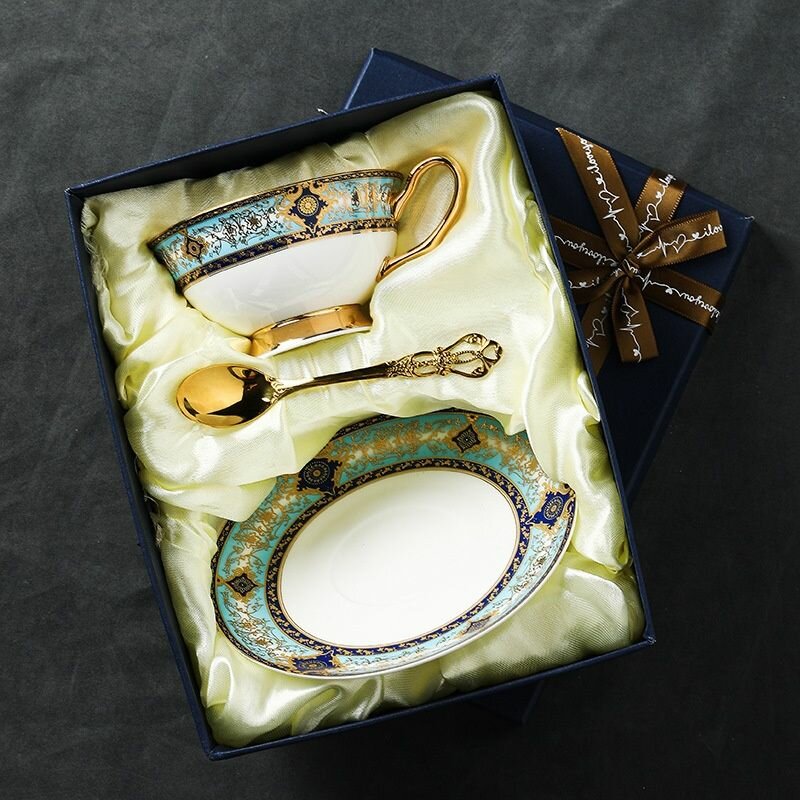 Набор кофейных чашек и тарелок, стиль "Sea Orchid Single Plate Gift Box-201 3ml"