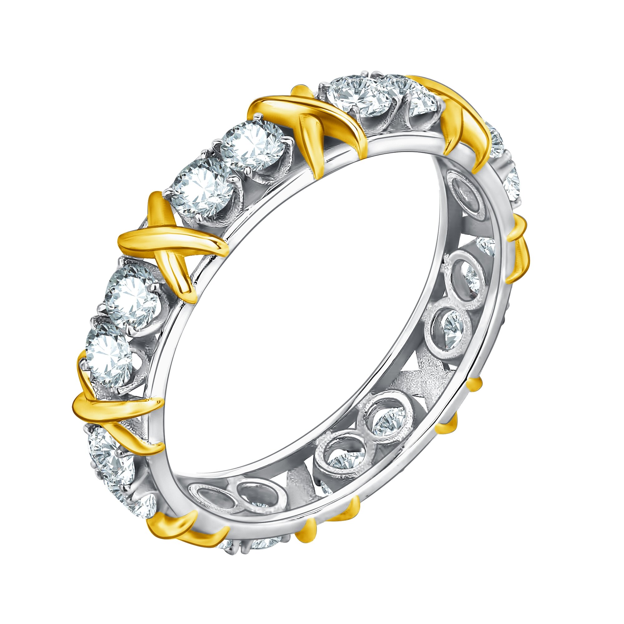 Кольцо, серебро, 925 проба, родирование, фианит