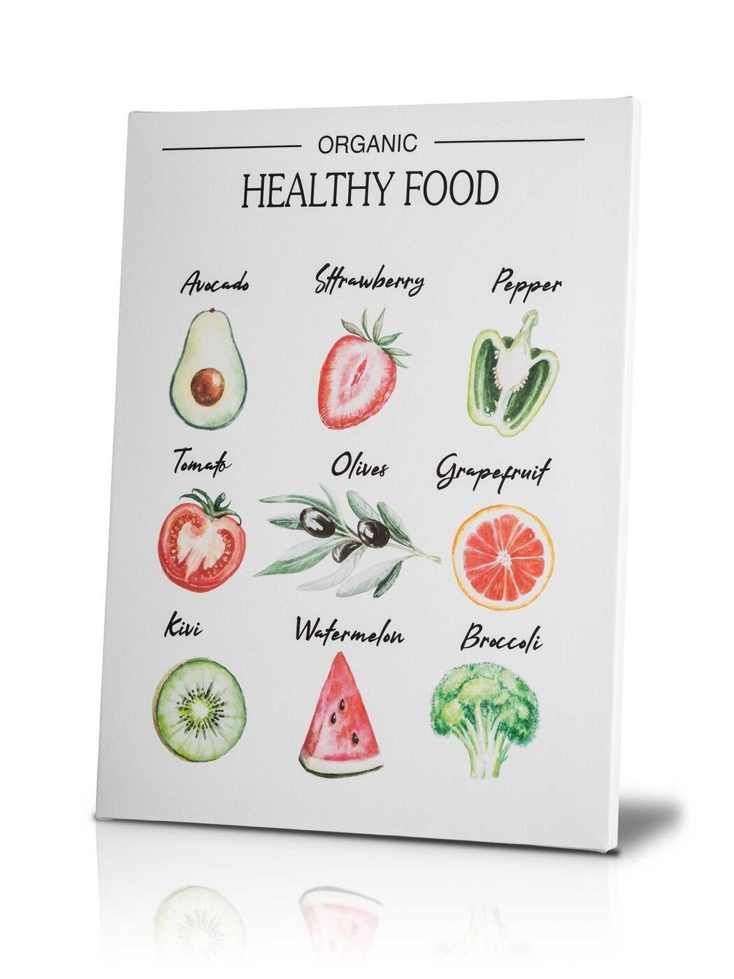 Картина, постер на холсте с овощами и фруктами "Здоровая еда 3", 30х40 см, Мир Печатей