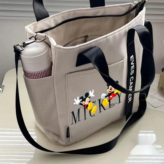 Сумки-шопперы женские из нейлона с героями мультфильмов Disney Mickey Minnie Mouse, аниме-фигурки, сумки для покупок, наряды для девочек и мальчиков, книги, сумки через плечо