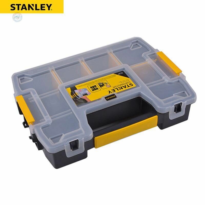 Органайзер для мелких деталей STANLEY с прозрачной крышкой, съемные ячейки, удобная ручка, компактный кейс для хранения шурупов, гаек, бит и мелочей