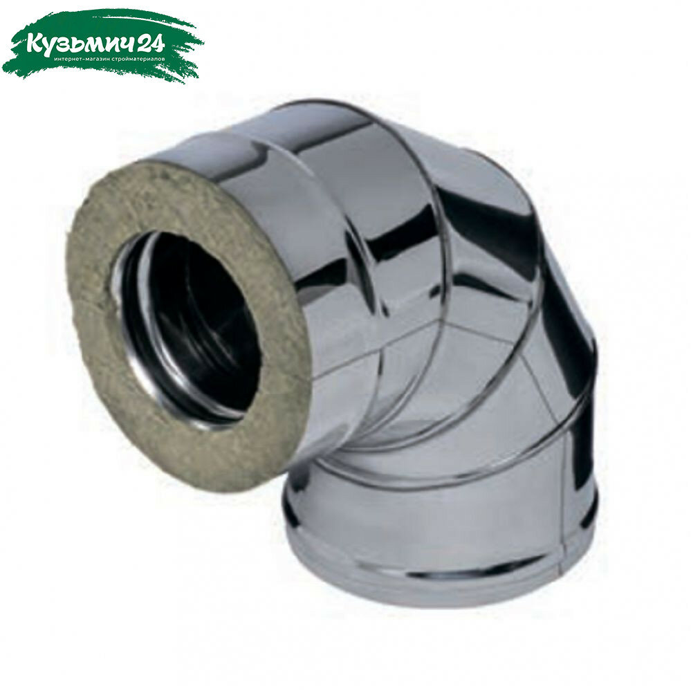 Отвод (колено) дымохода Ferrum К d 120х200 мм, угол 90 гр, сталь 0.5 мм, сэндвич-конструкция