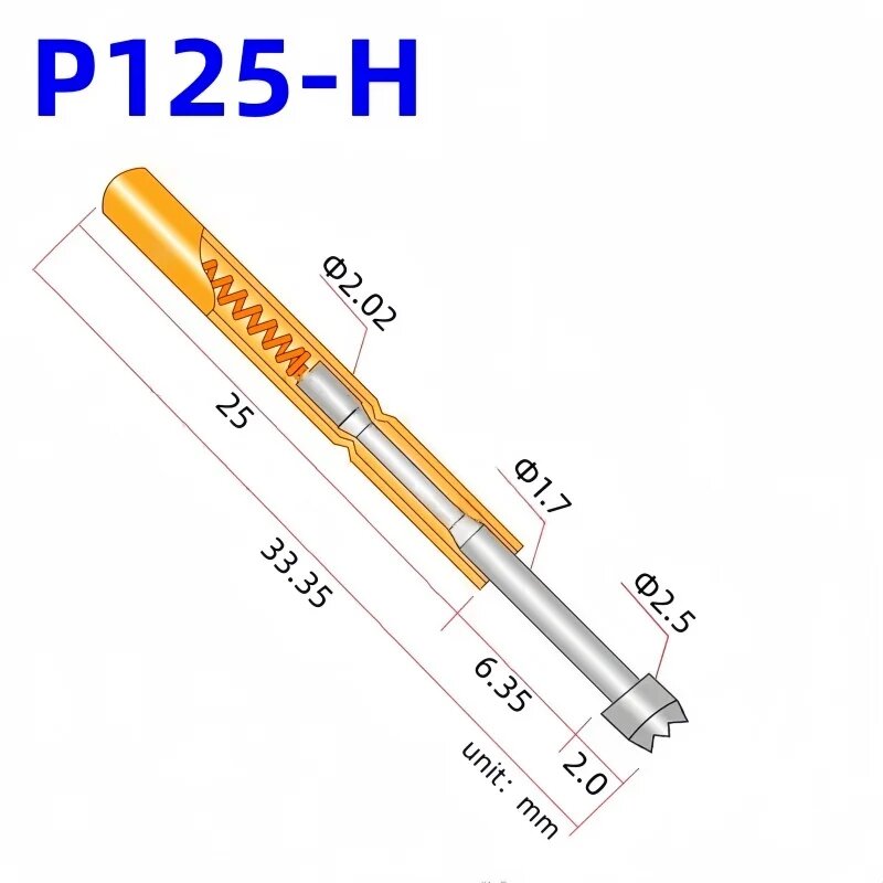 Латунный щуп P125-H, Диаметр 2.02 мм, 20 шт.
